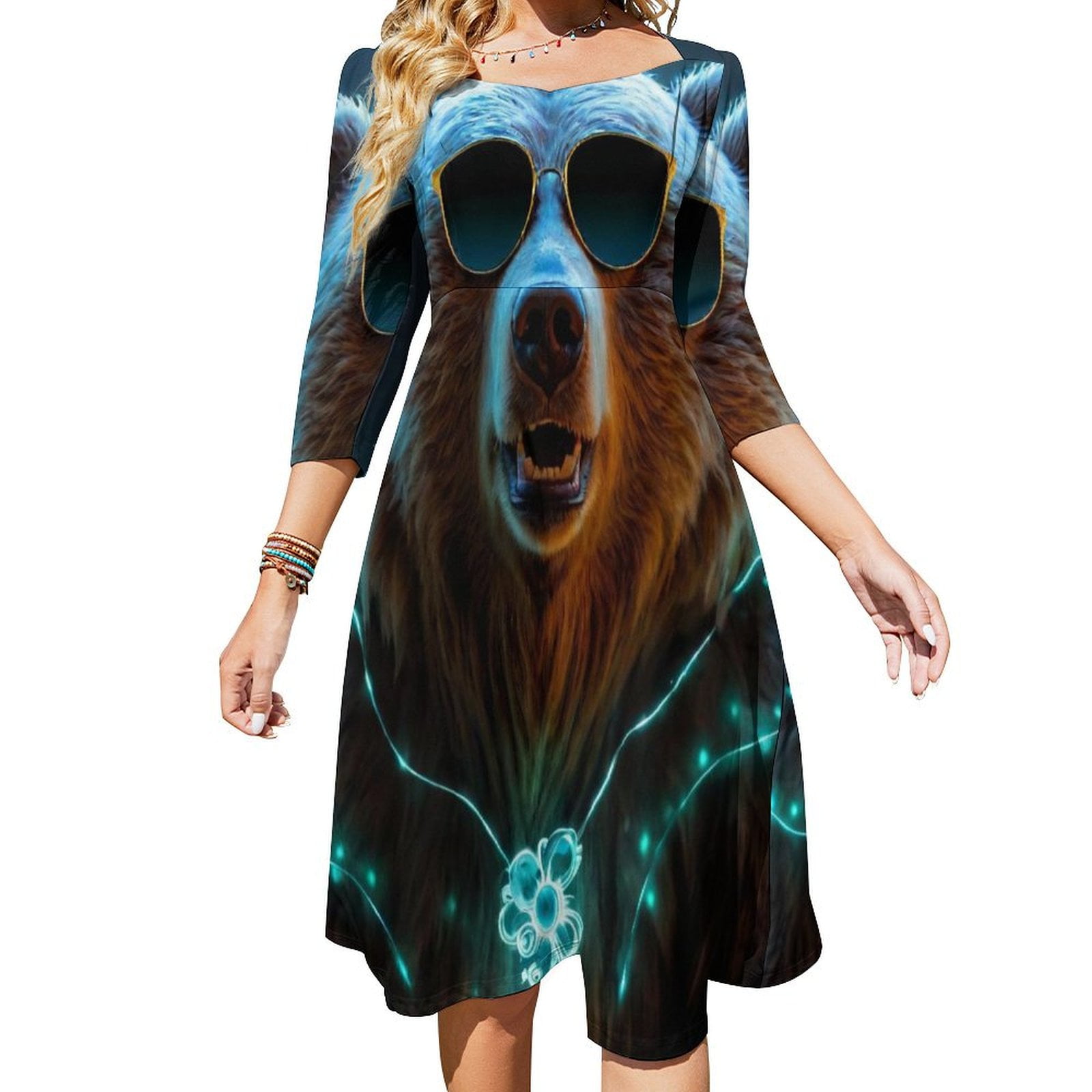 Cool Bear in Sunglasses Dress Summer Dresses Woman Street Style Big Size Casual Dress - Walmart.com