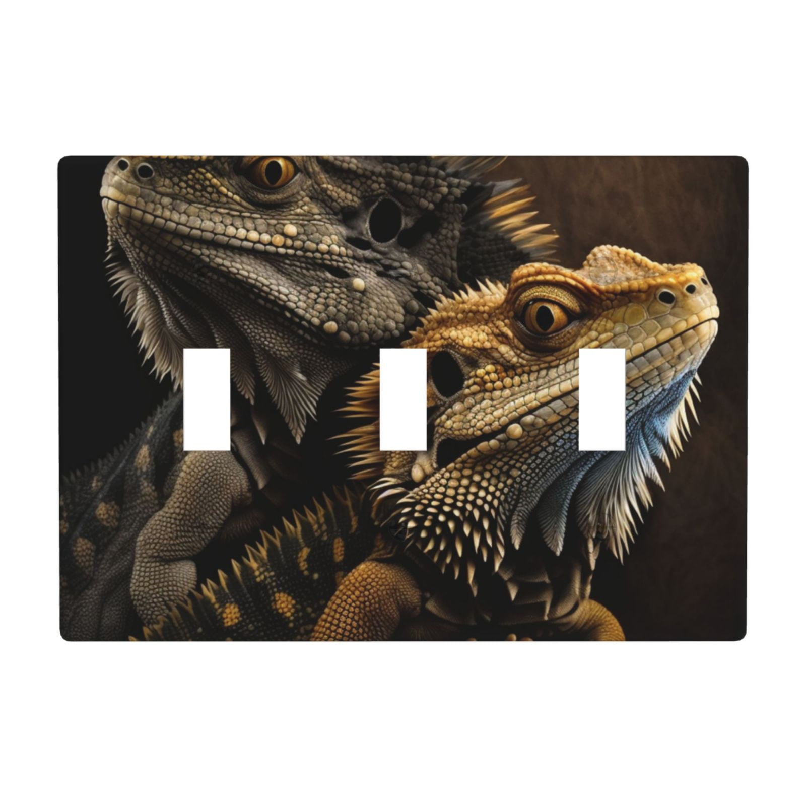 Cool Bearded Dragon Lizards 3 Gang Light Switch Cover Decorative Triple ...