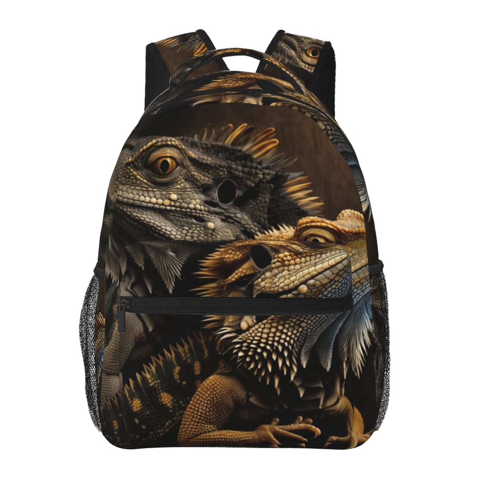Cool Bearded Dragon Lizards Backpack Casual College Bag Zipper Laptop ...