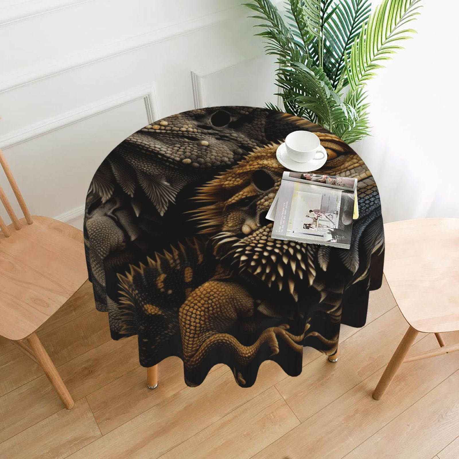 Cool Bearded Dragon Lizards Tablecloths Round 60 inch Fabric Table ...