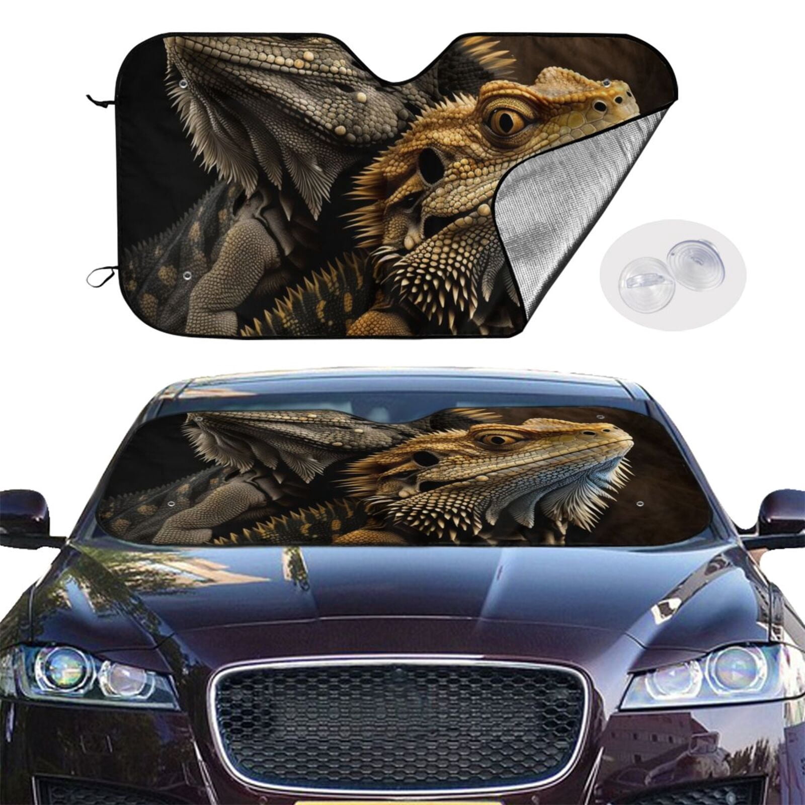 Cool Bearded Dragon Lizards Windshield Sunshade Sun Shade Front Window ...