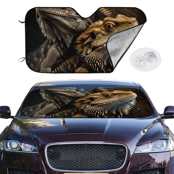 Cool Bearded Dragon Lizards Windshield Sunshade Sun Shade Front Window ...