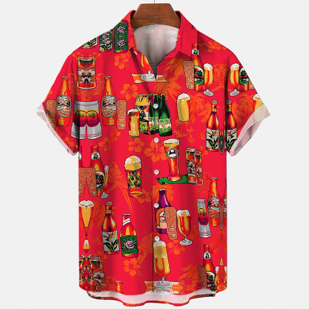 Cool Beer Cup Graphic Shirts for Men Clothing 3D Printed Hawaiian Beach ...