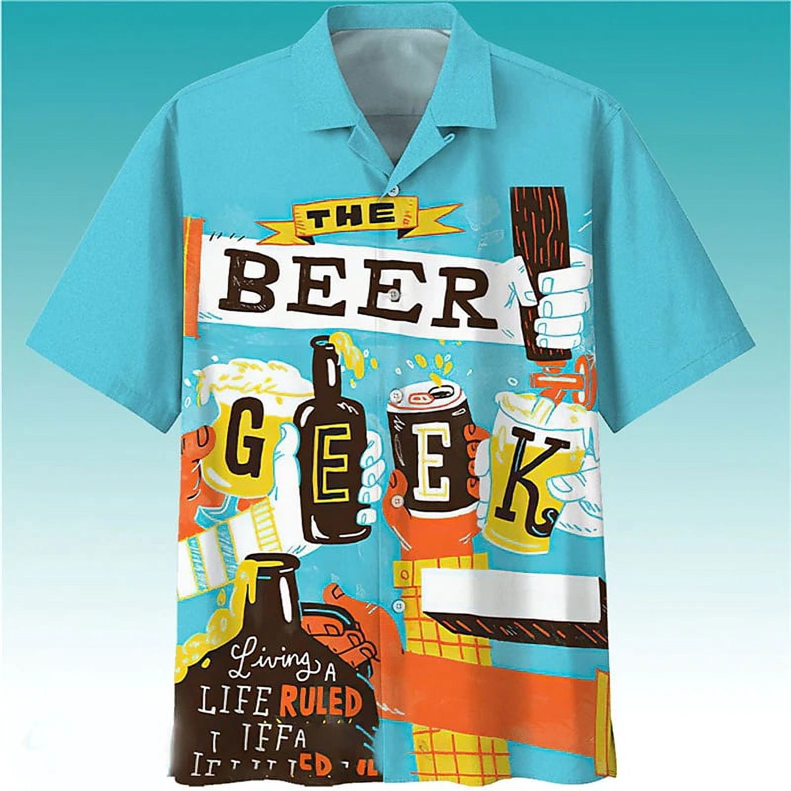 Cool Beer Cup Graphic Shirts for Men Clothing 3D Printed Hawaiian Beach ...