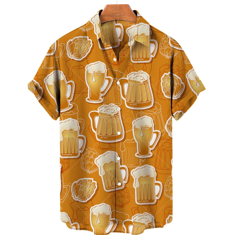 Cool Beer Cup Graphic Shirts for Men Clothing 3D Printed Hawaiian Beach ...
