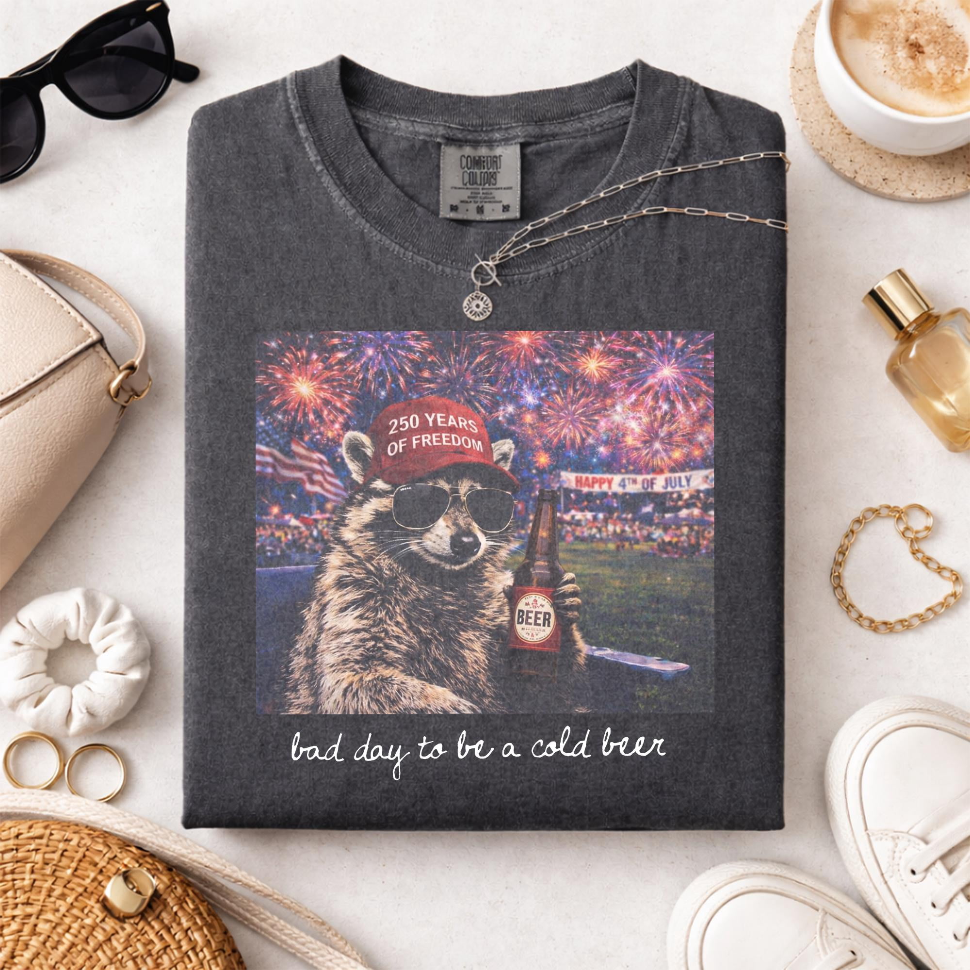 Cool Beer Raccoon Graphic Tee, Fun Meme Animal Lover Shirt, Vintage ...