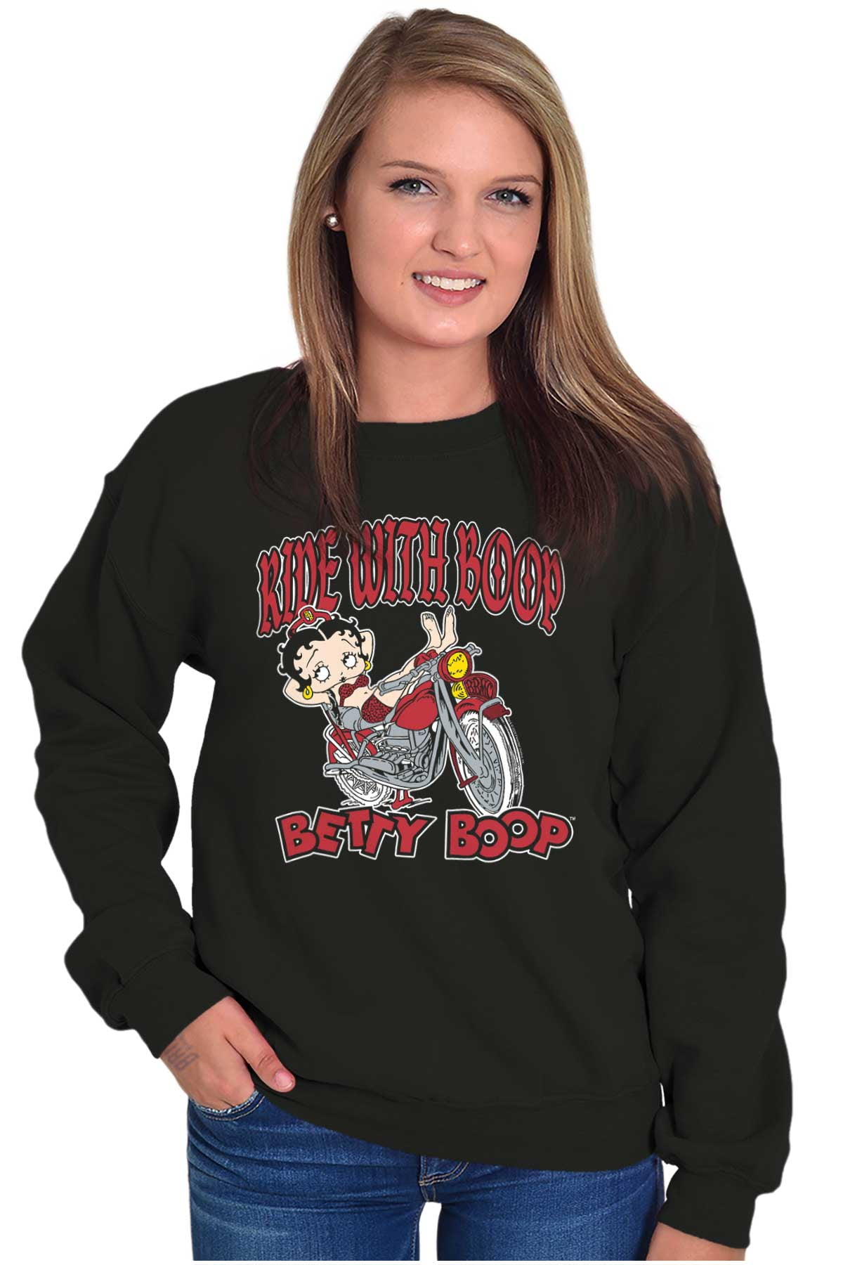 Cool Betty Boop Biker Ride Cartoon Women Plus Size Sweatshirt Brisco ...