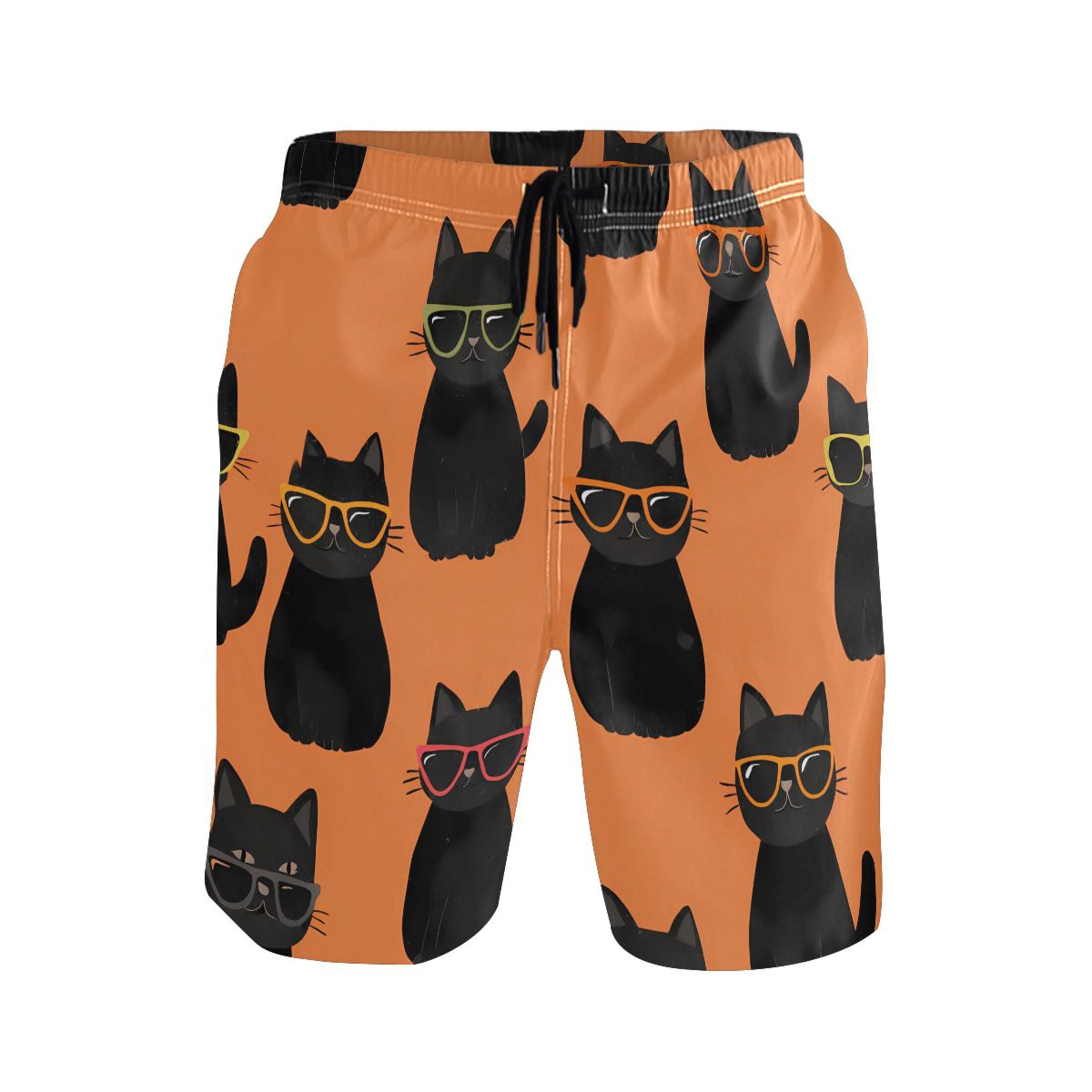 Cool Black Cat Pattern Mens Swim Trunks Quick Dry Board Shorts ...