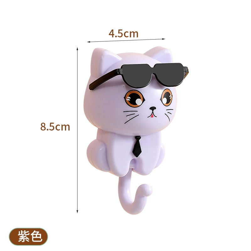Cool Black Cat-Shaped Wall Hook, 8.5cm Tall Retractable Organizer with ...