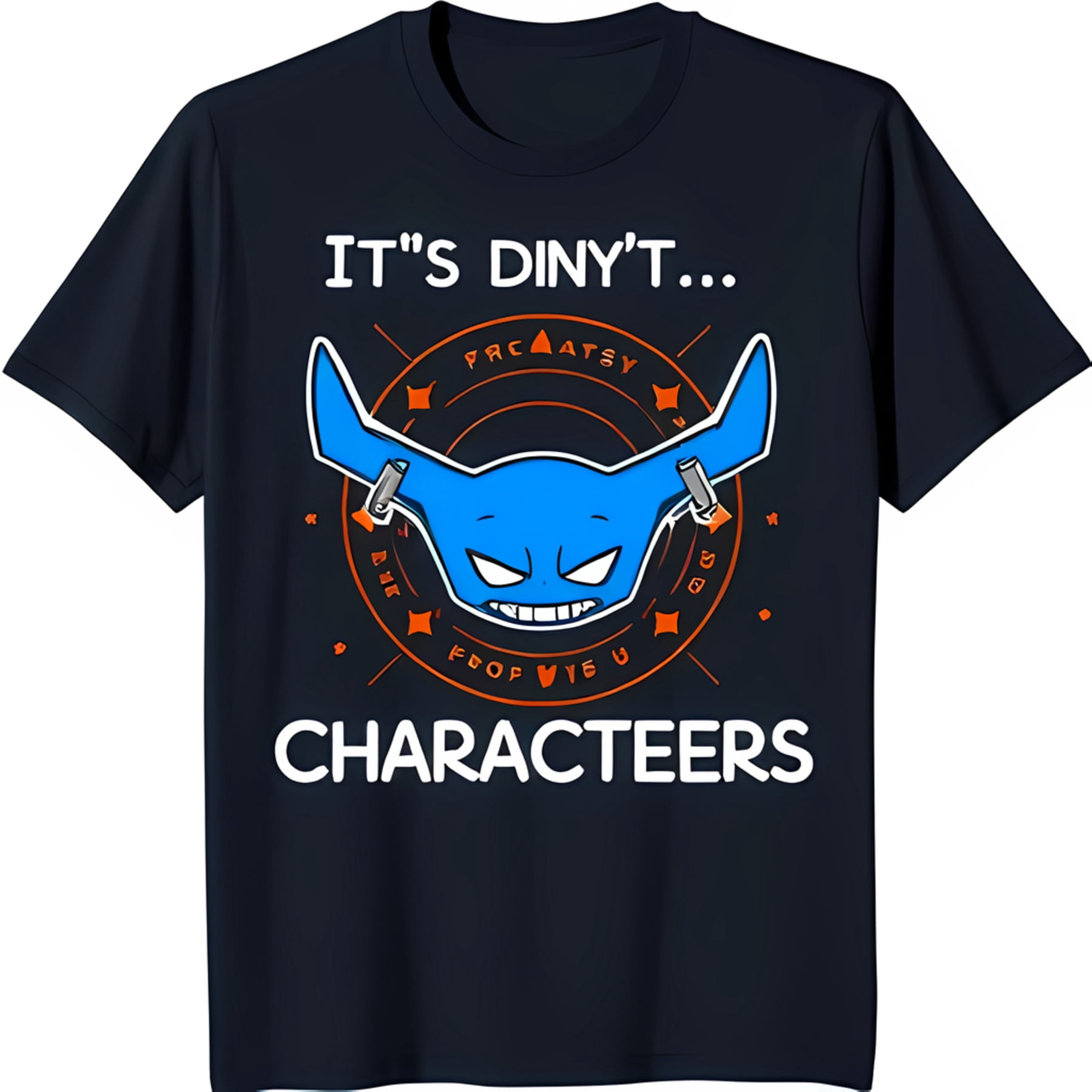 Cool Black T-Shirt with Cartoon Character Graphic and Fun 'It's Diny't ...