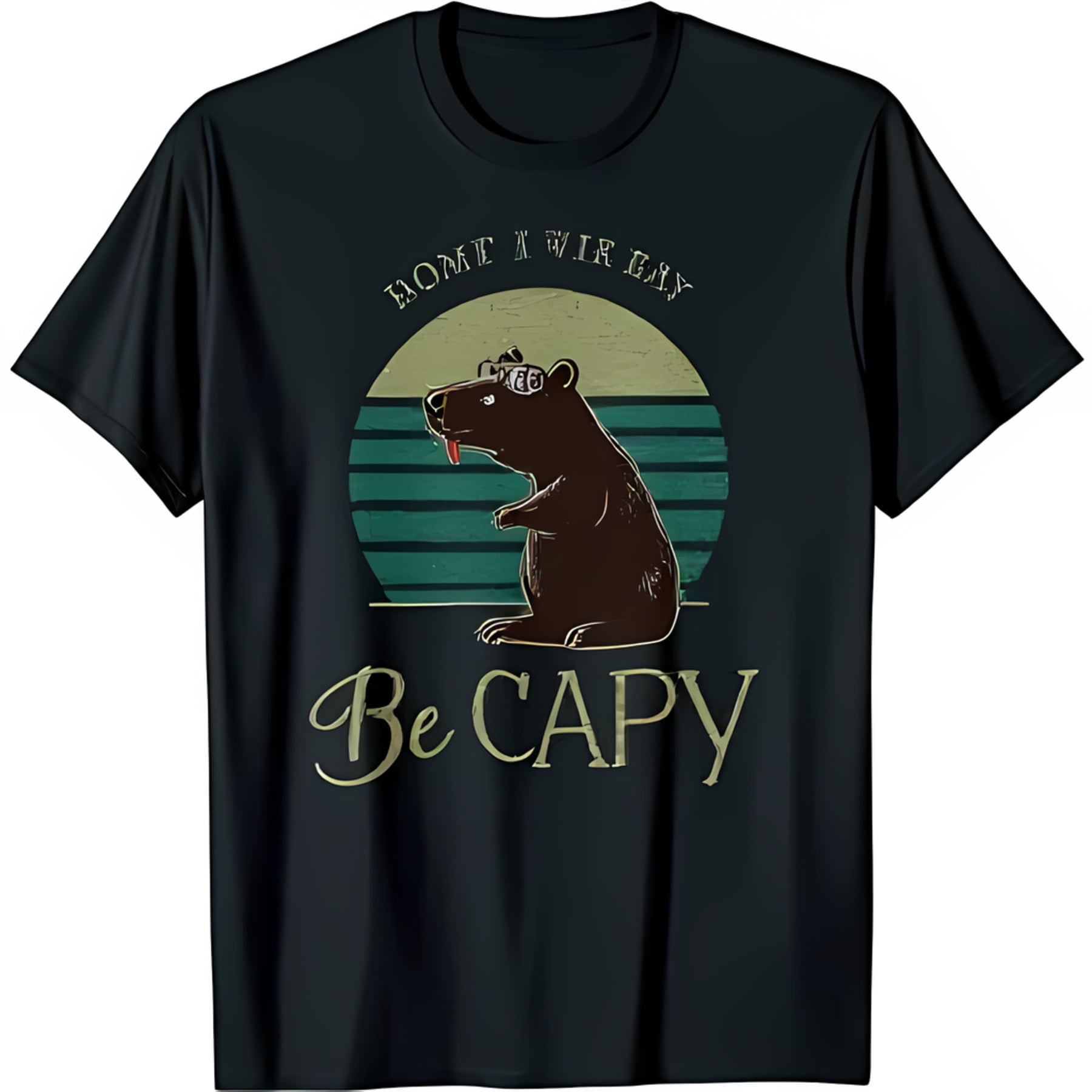 Cool Black T-Shirt with Fun Capybara Graphic Don t Worry Be Capy Design ...