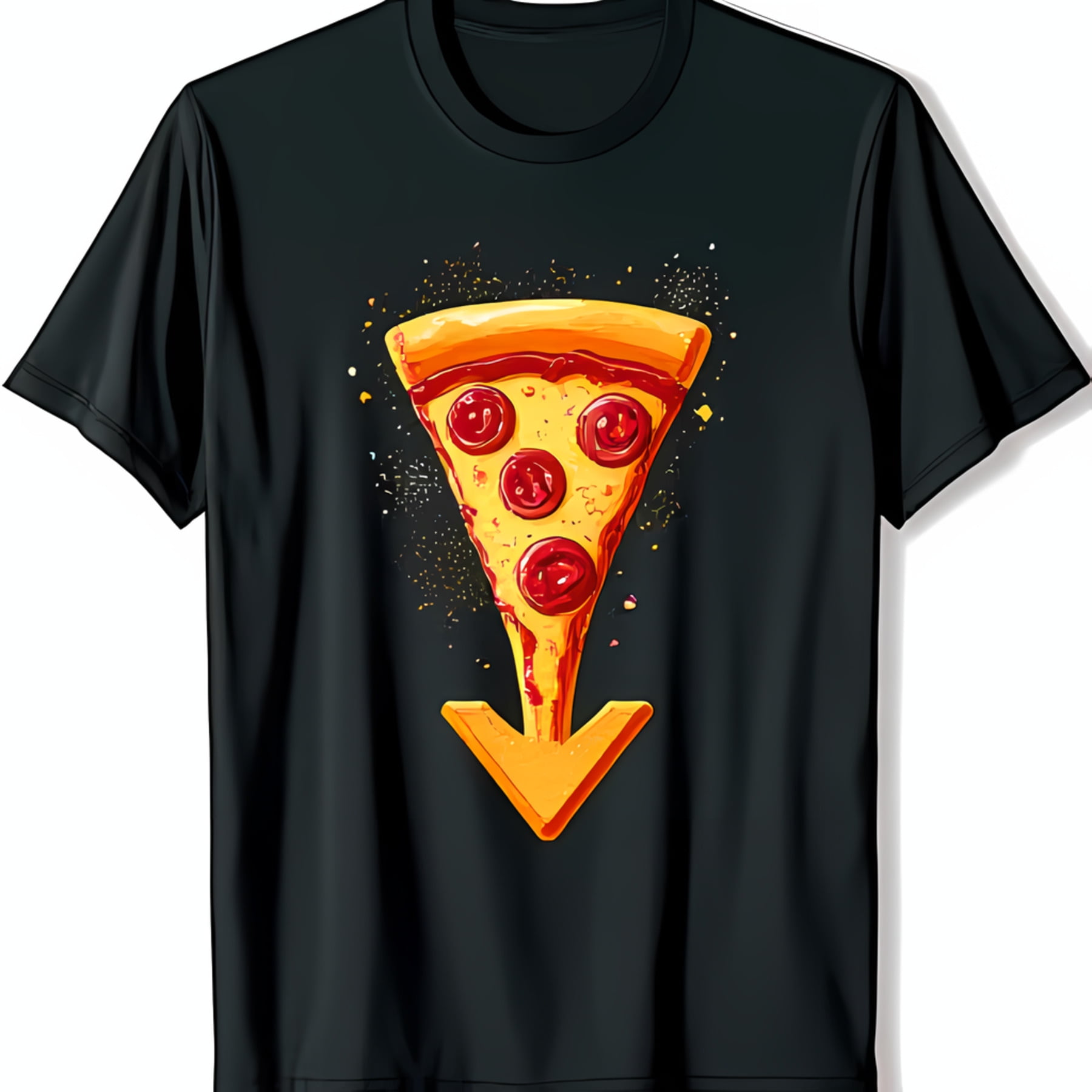 Cool Black T-Shirt with Unique Pepperoni Pizza Arrow Graphic - Walmart.com