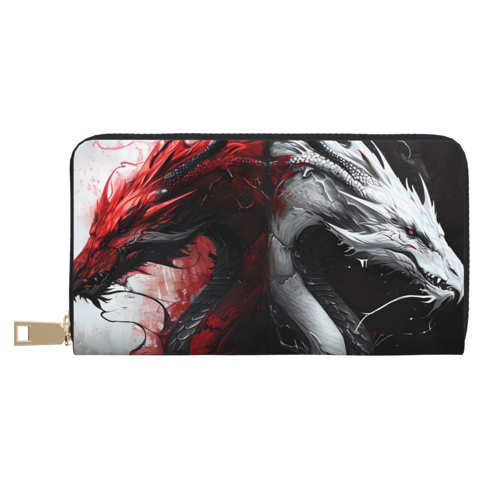 Cool Black and White Dragon Wallet Women, Leather Bifold Multi Card ...