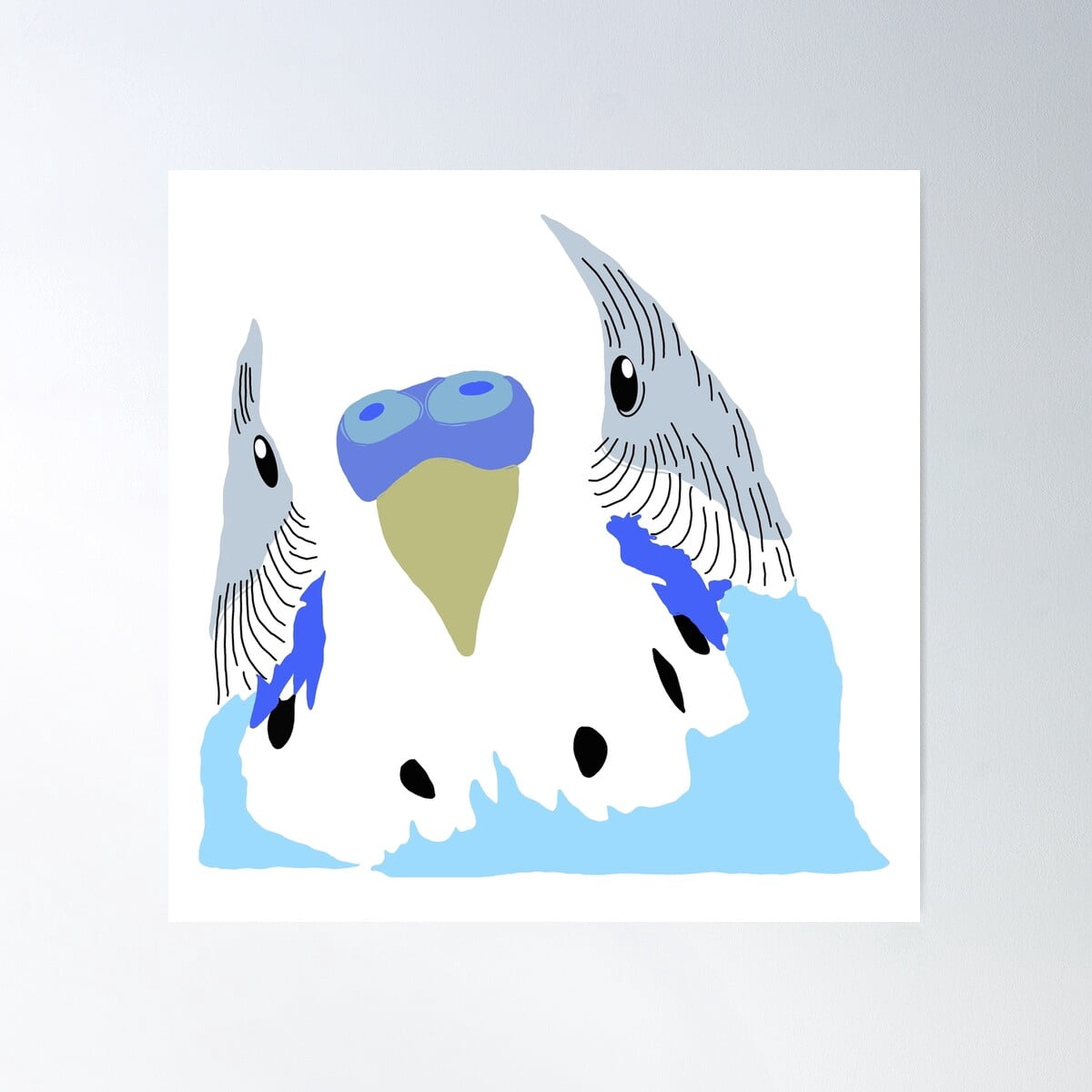 Cool Blue Budgie Bird Popart Screen Print Design Poster Wall Art ...