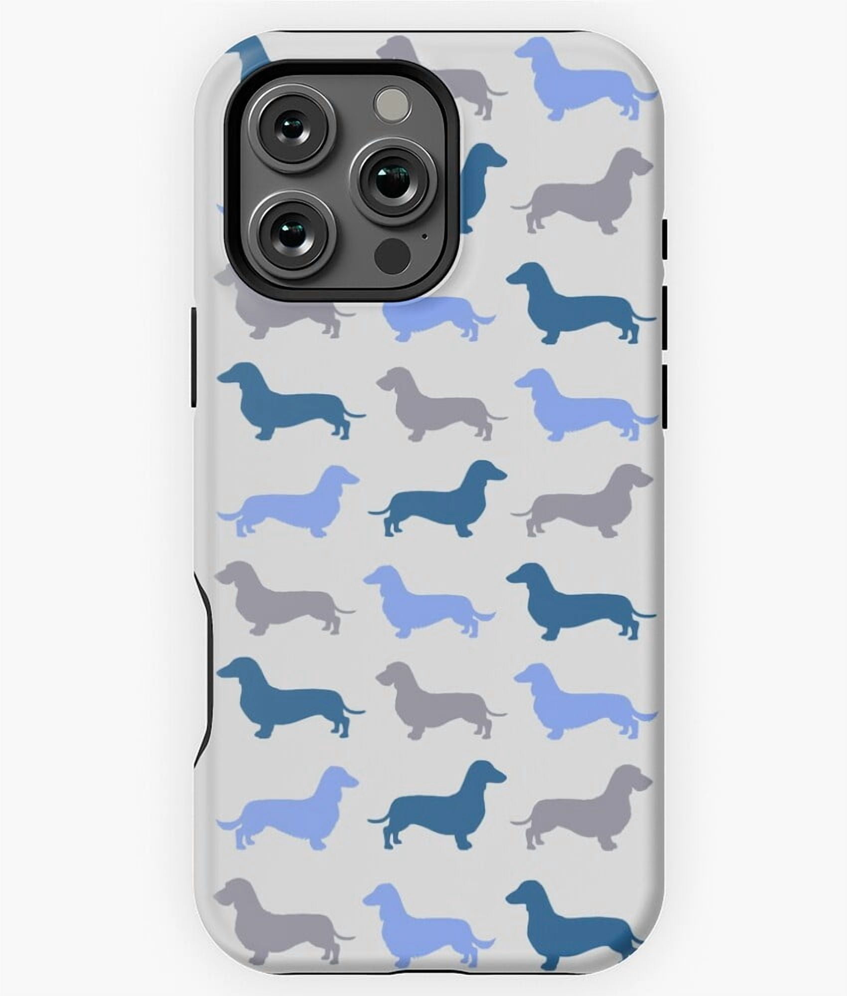Cool Blue Dachshund Dog Pattern Phone Case for iPhone 16 15 14 13 12 11 ...