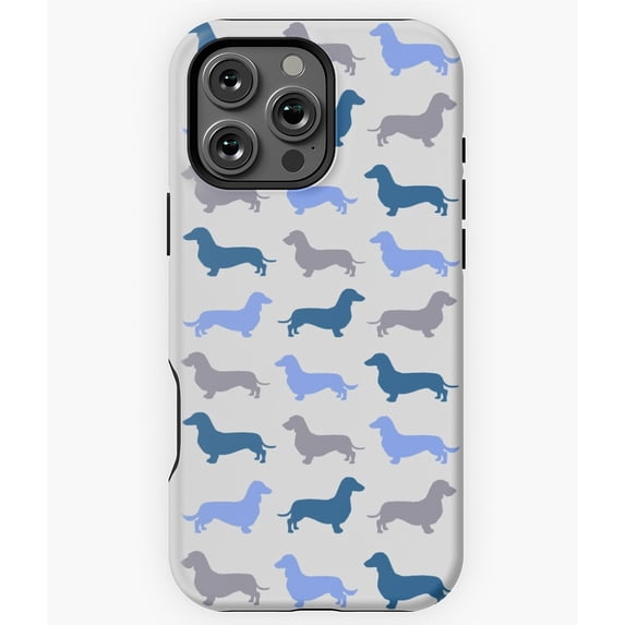 Cool Blue Dachshund Dog Pattern Phone Case for iPhone 16 15 14 13 12 11 ...