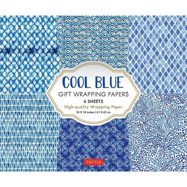 Cool Blue Gift Wrapping Papers - 6 Sheets: 24 X 18 Inch (61 X 45 CM ...