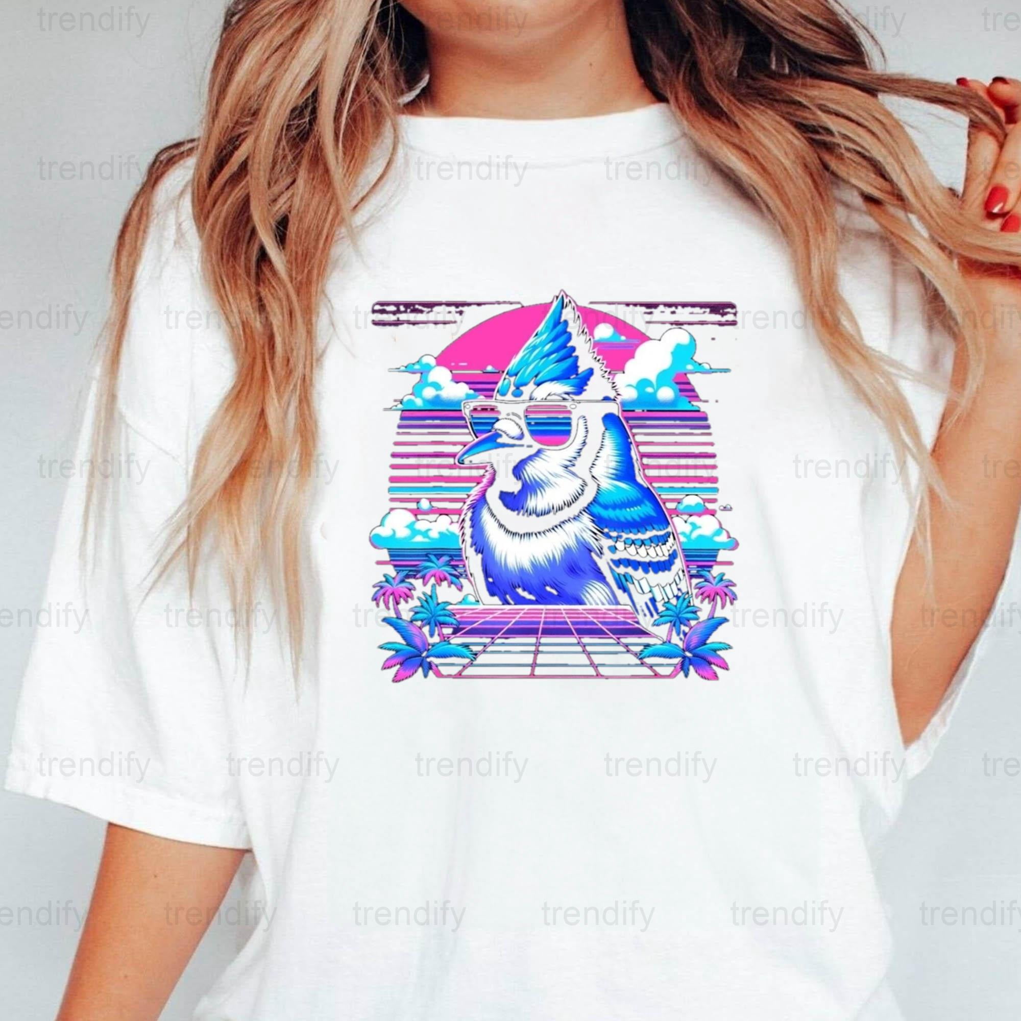 Cool Blue Jay Bird 80s Retrowave 90s Vaporwave Graphic Unisex T-Shirt ...