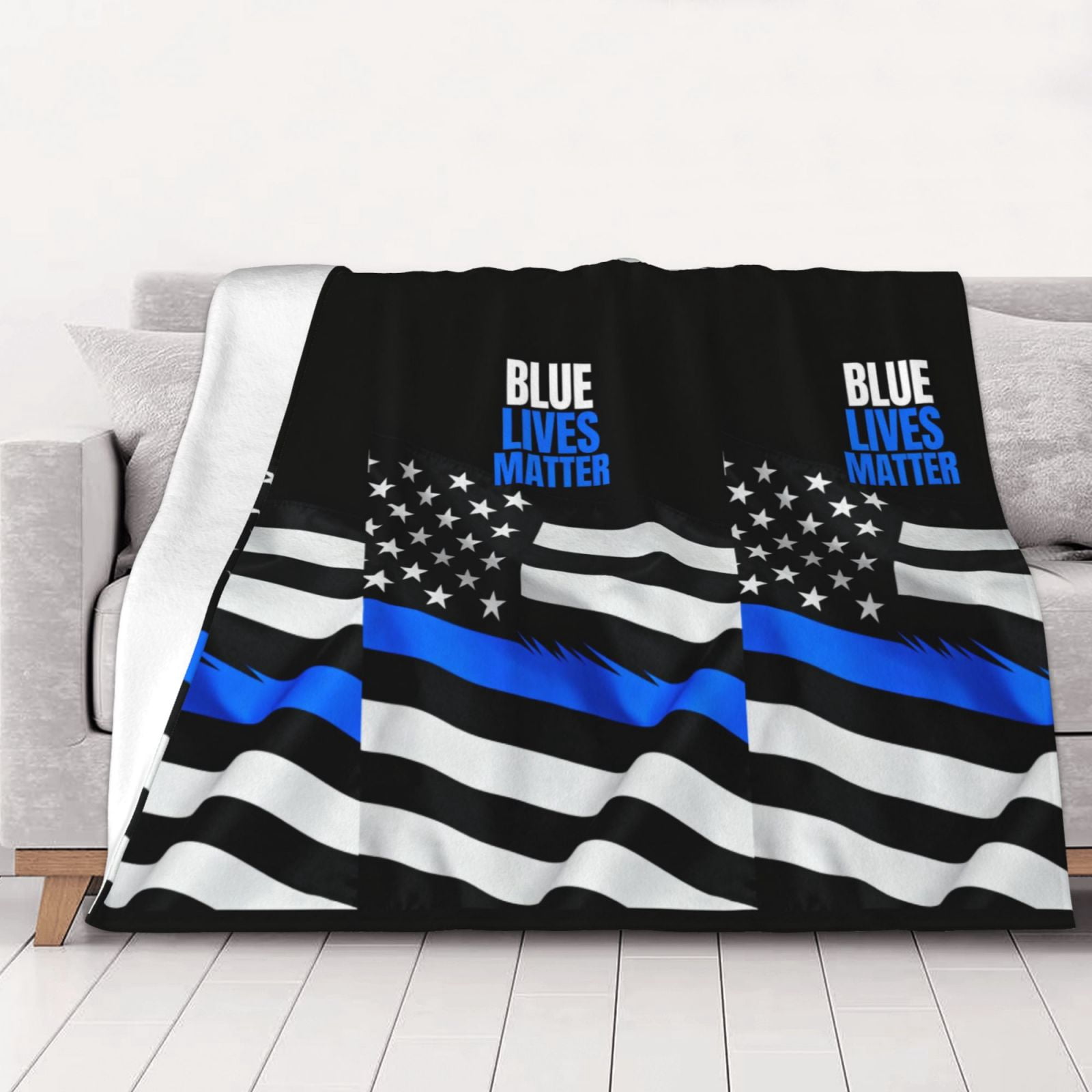 Cool Blue Lives Matter Throws Blanket Fleece Soft Cozy Warm Plush for ...