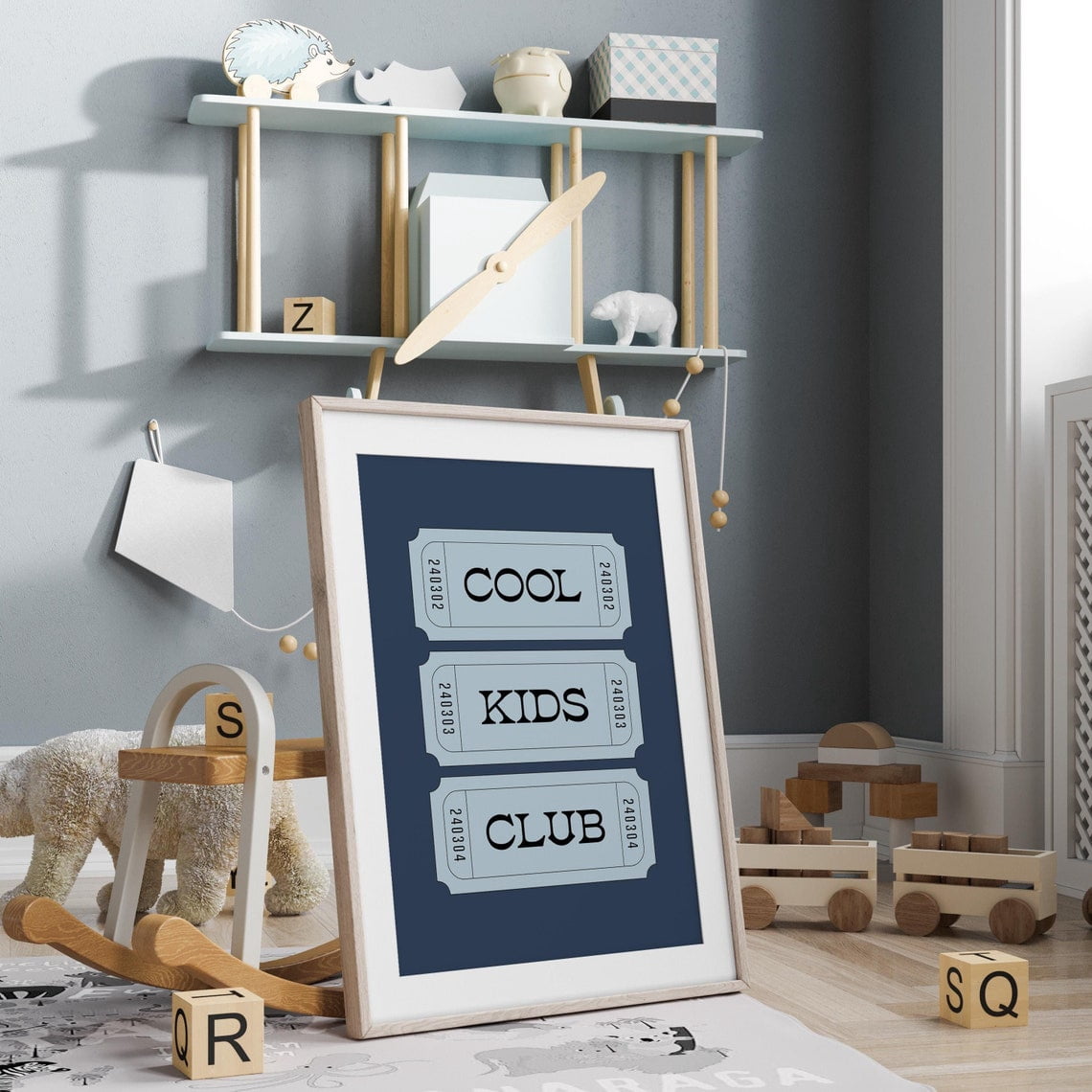 Cool Boys Club Print, Blue Boys Room Decor, Unframed Paper Poster ...