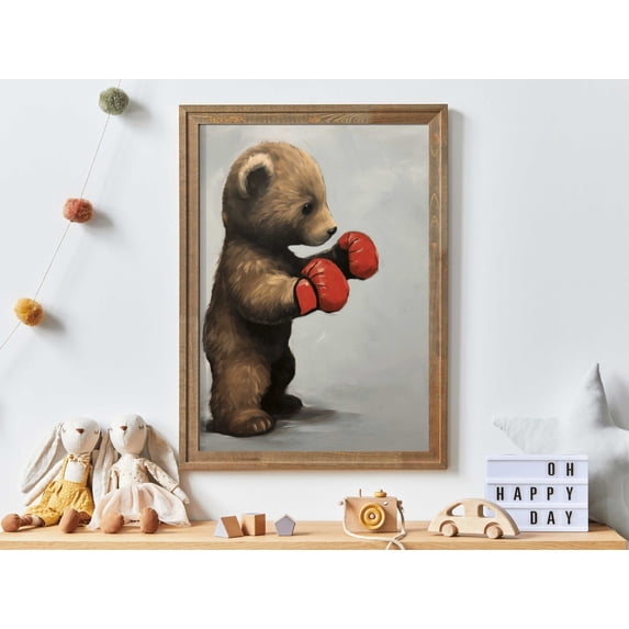 Cool Boys Room Wall Art Bear Cub Boxer Vintage Kids Room Decor Unique ...