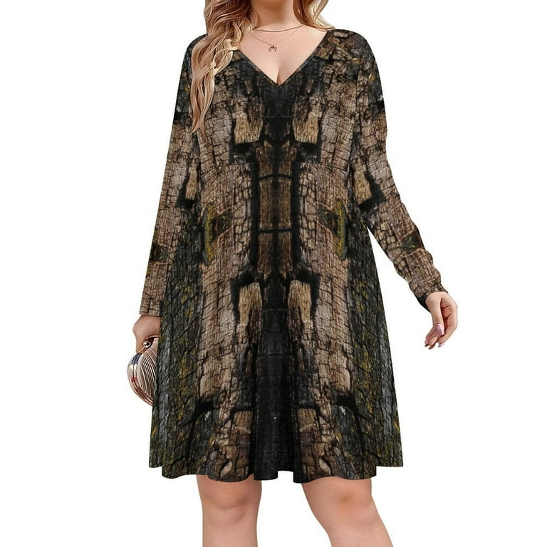 tree bark pattern dress