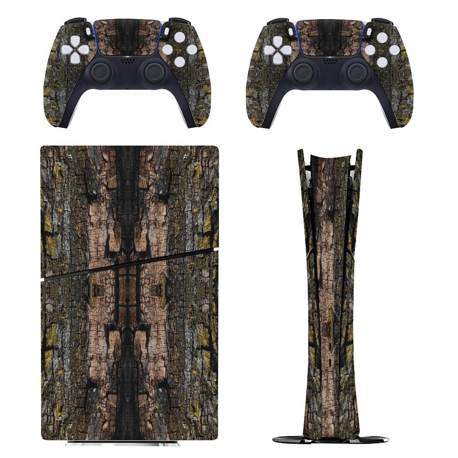 Cool Brown Wood Bark with Yellow Lichen Camo Texture Pattern PS5/PS5 ...