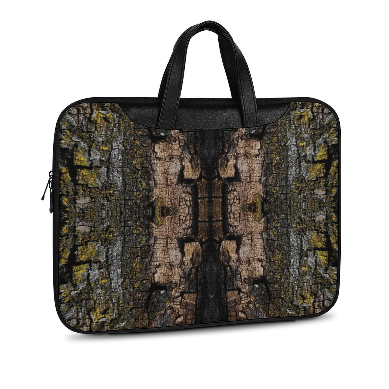 Cool Brown Wood Bark with Yellow Lichen Camo Texture Pattern PU Leather ...