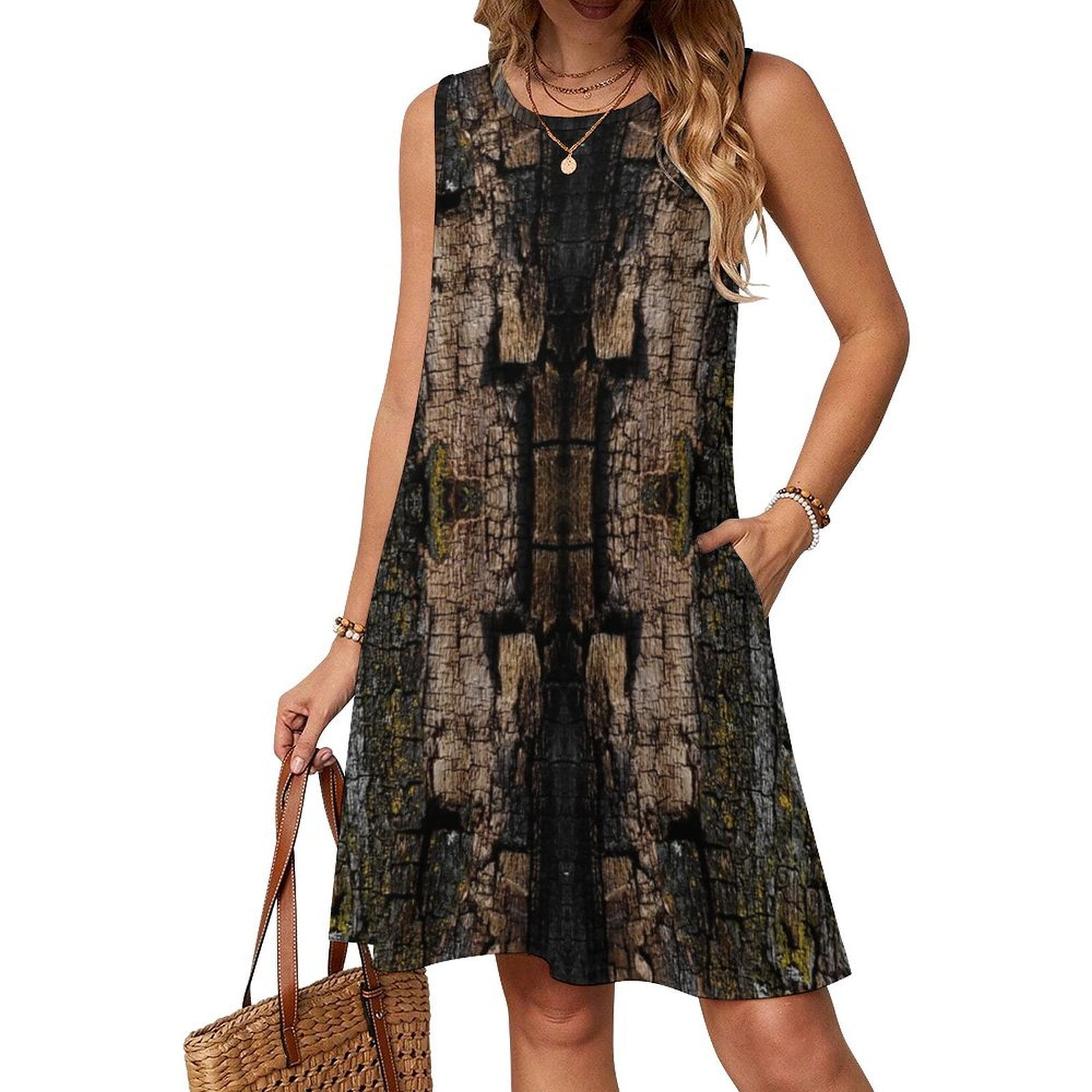 Cool Brown Wood Bark with Yellow Lichen Camo Texture Pattern Summer ...