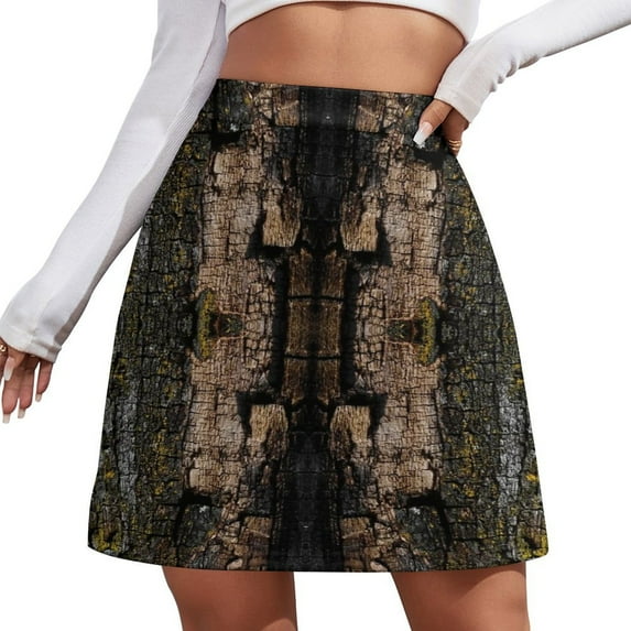 Cool Brown Wood Bark with Yellow Lichen Camo Texture Pattern Women's ...