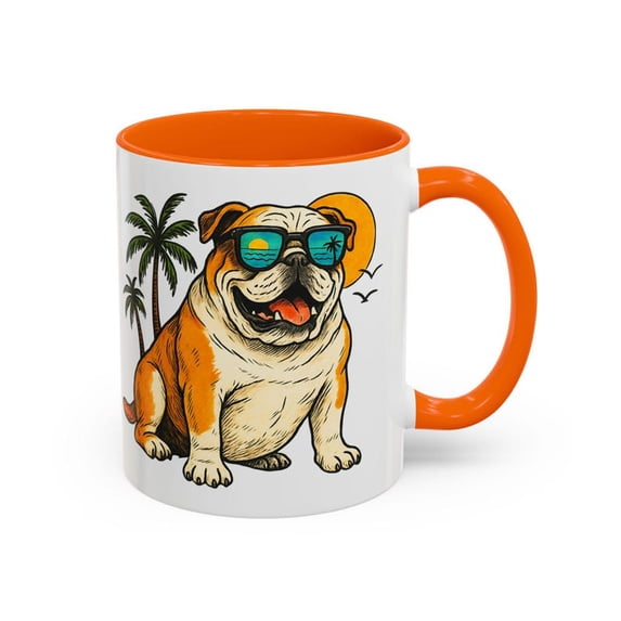 Cool Bulldog Beach Mug, Dog in Sungla1sses with TropiC1Al SunS1et ...