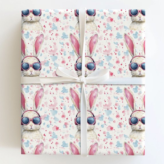 Cool Bunny Rabbit with Sunglasses and Headphones Watercolor Gift ...