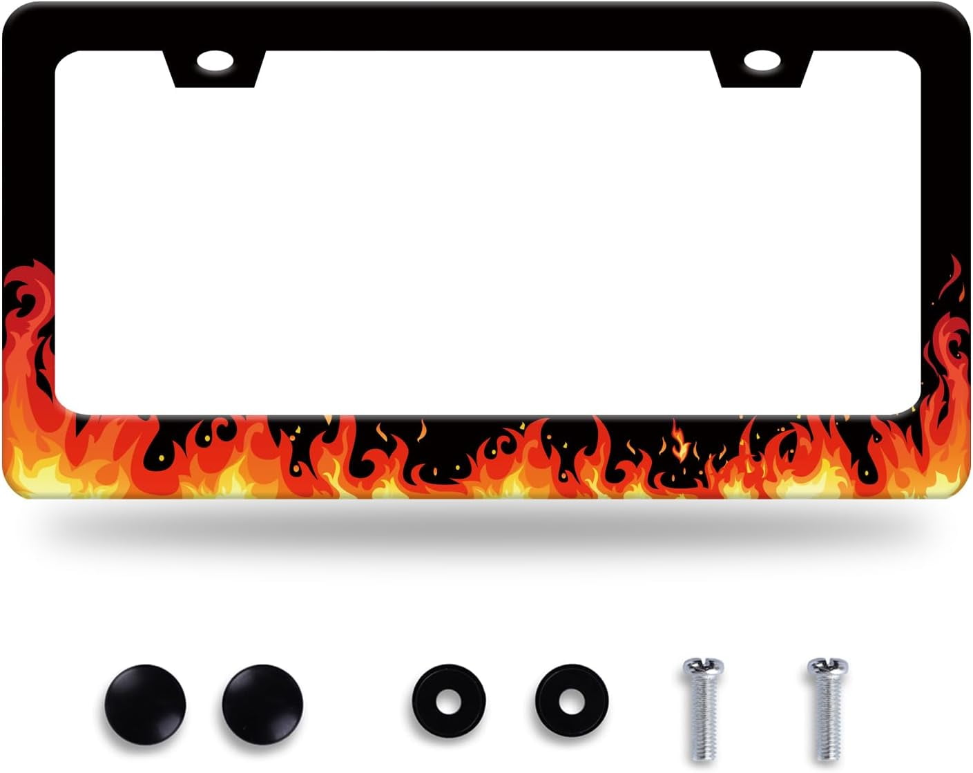 Cool Burning Red Flame License Plate Frame Artistic Personality ...