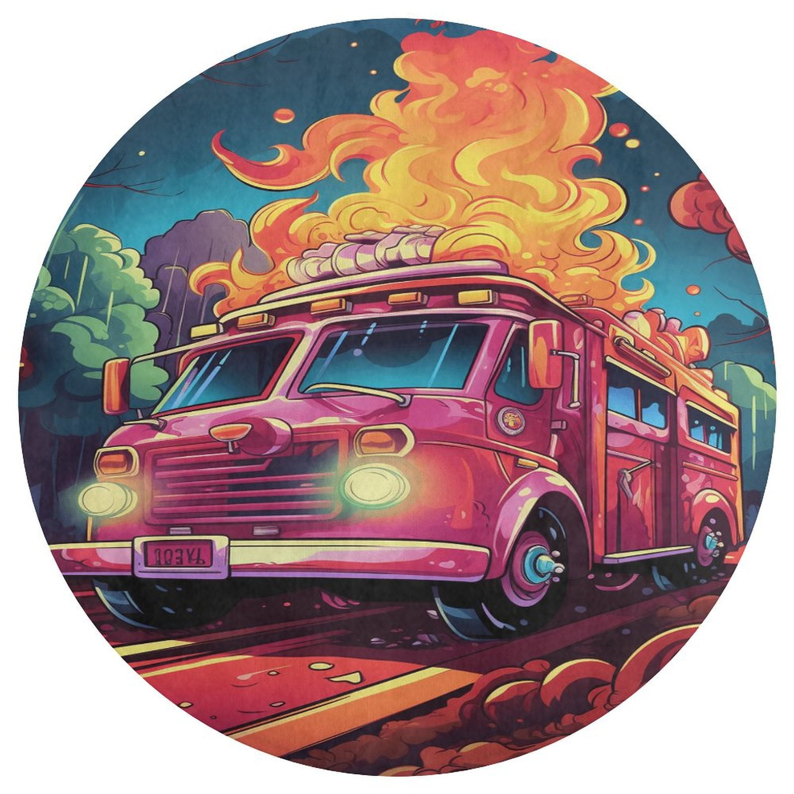 Cool Car Circular Carpet Floor Mat Living Room Sofa Room Bed Rug ...