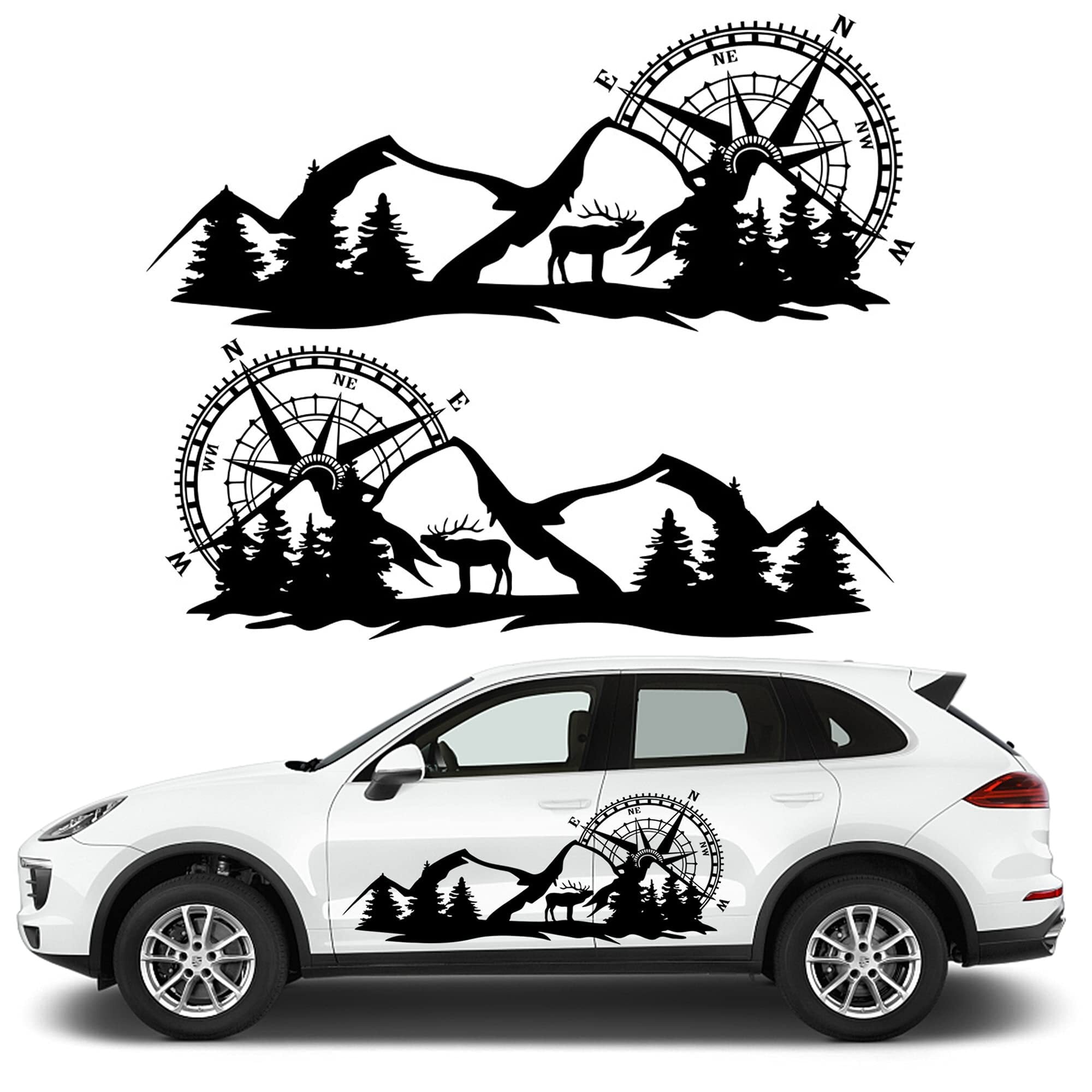 Cool Car Stickers for Men, Compass Mountain Big Decals, Vinyl Stickers ...