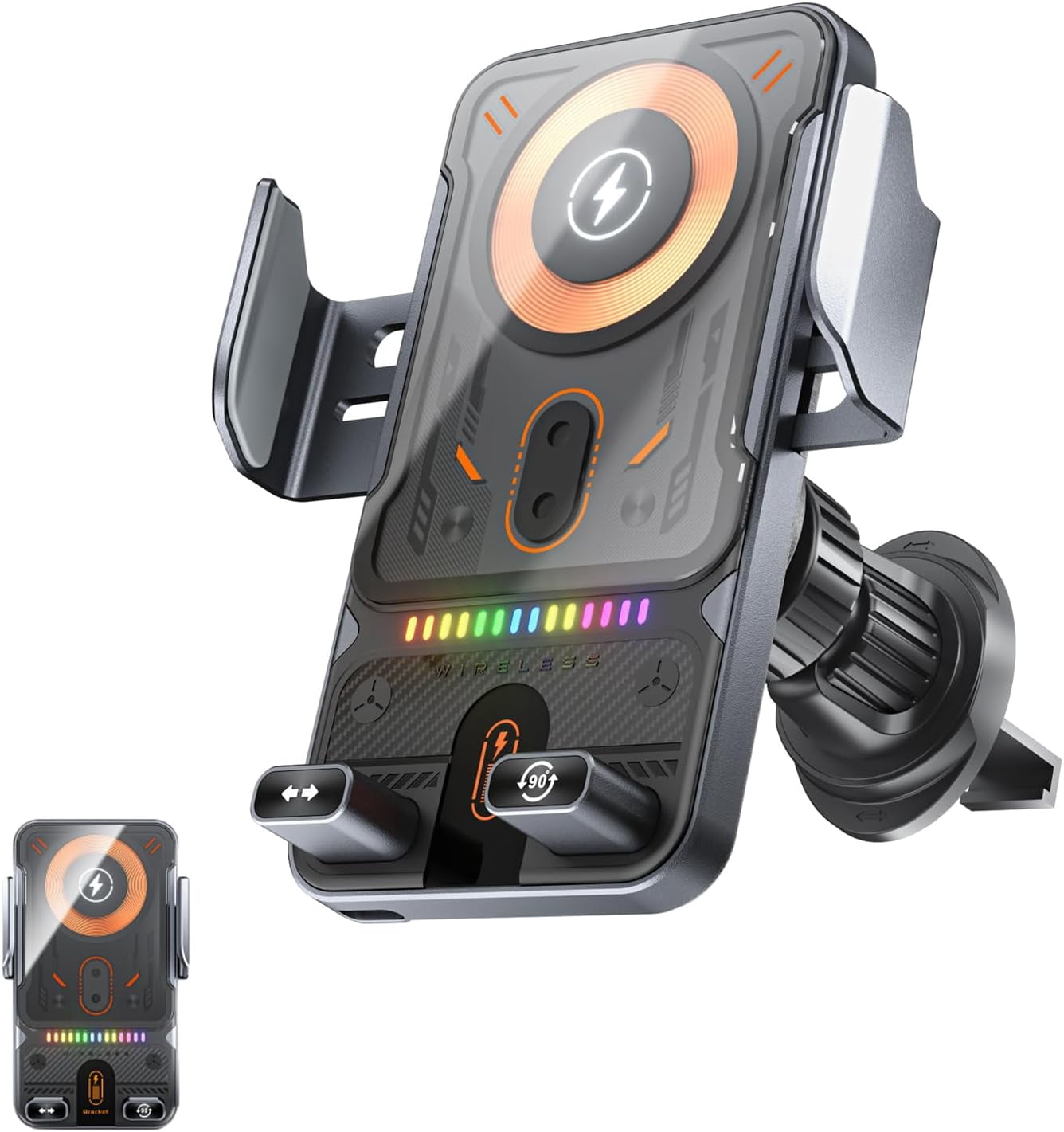 Cool Car Wireless Fast Charging Holder, 2026 New Motorized 90° Rotating ...