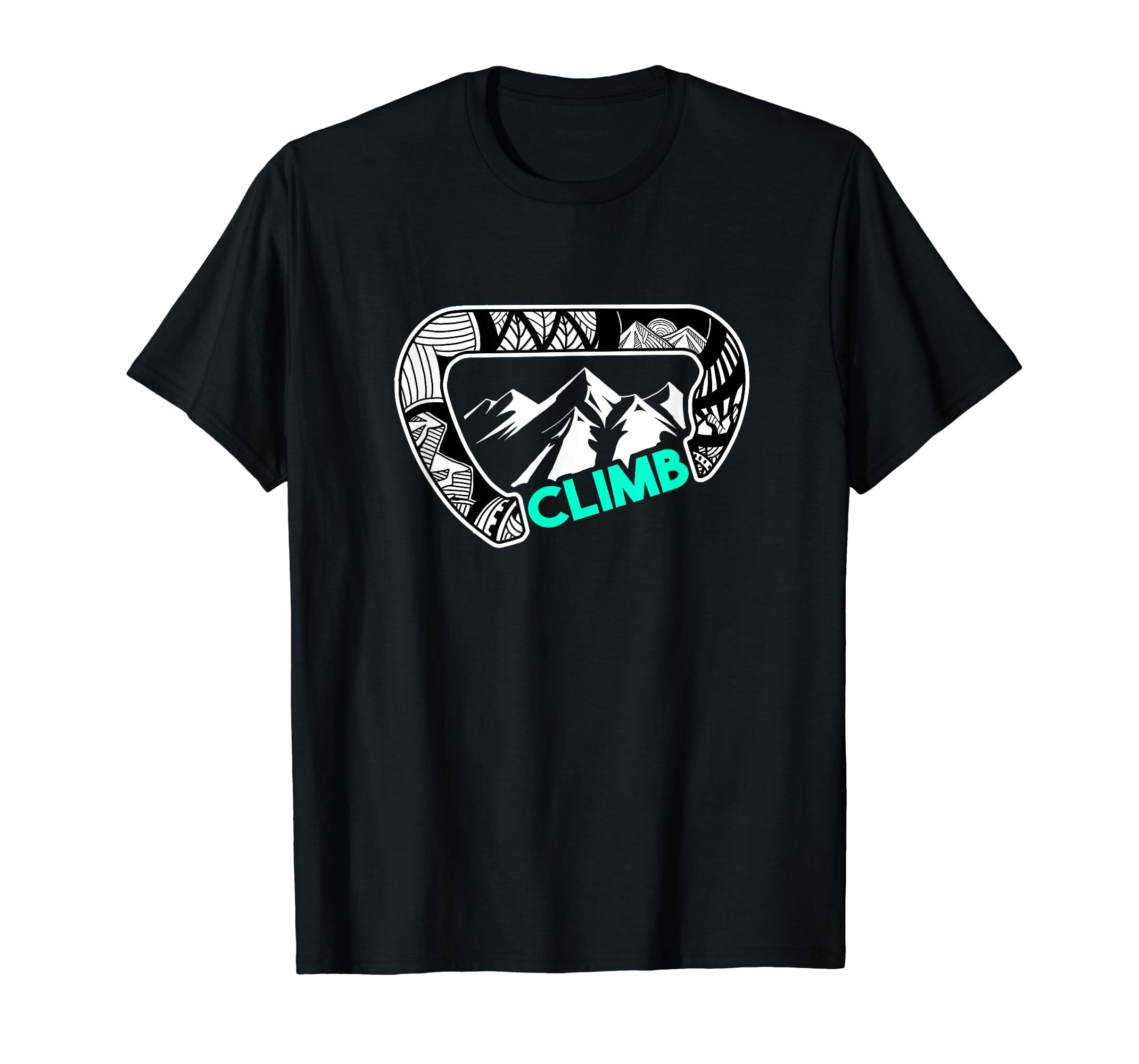 Cool Carabiner Rock Climbing Gift Print Climber Bouldering T-Shirt ...