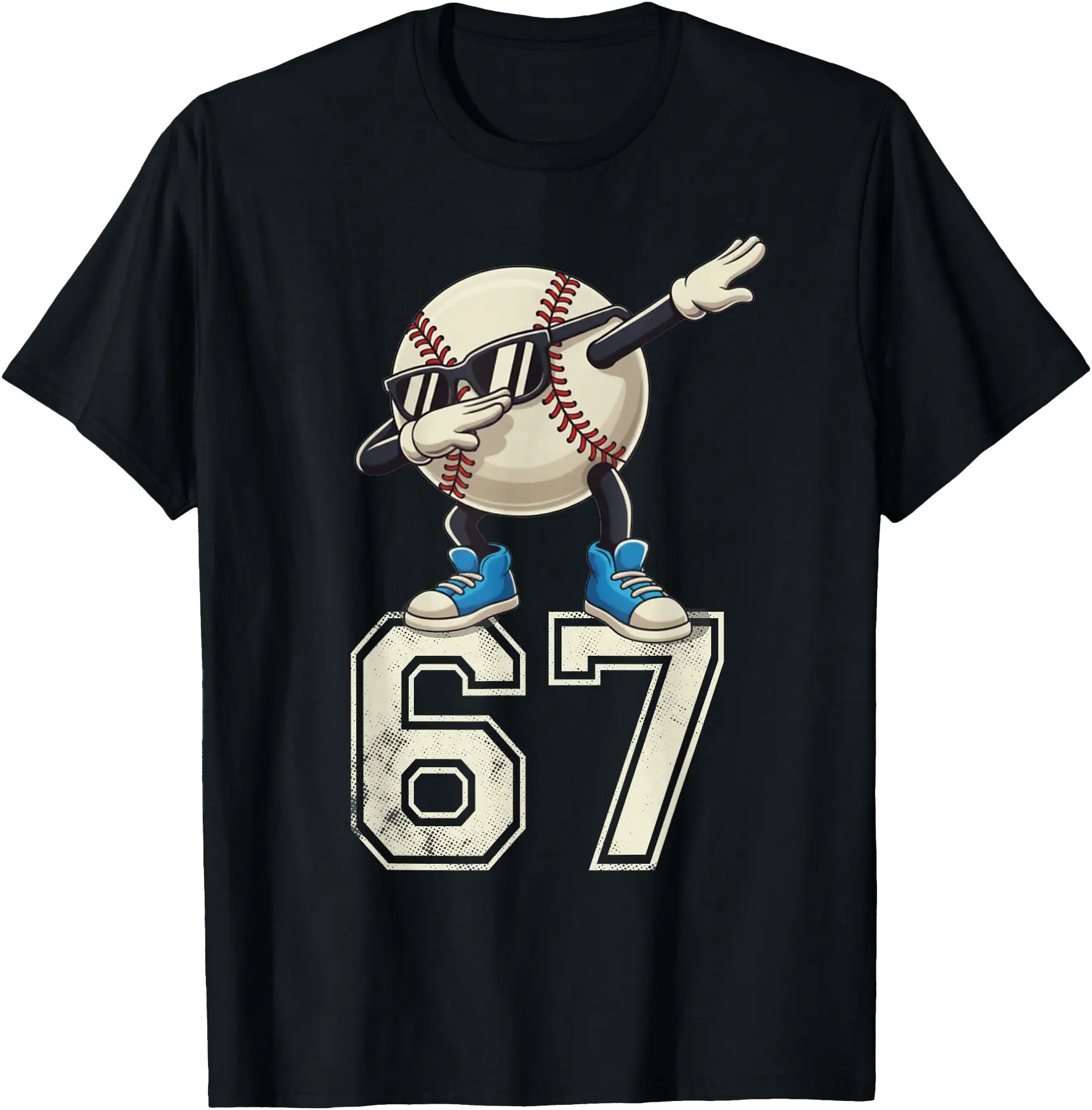 Cool Cartoon Baseball Sunglasses T-Shirt for Sports Lovers and Fun ...