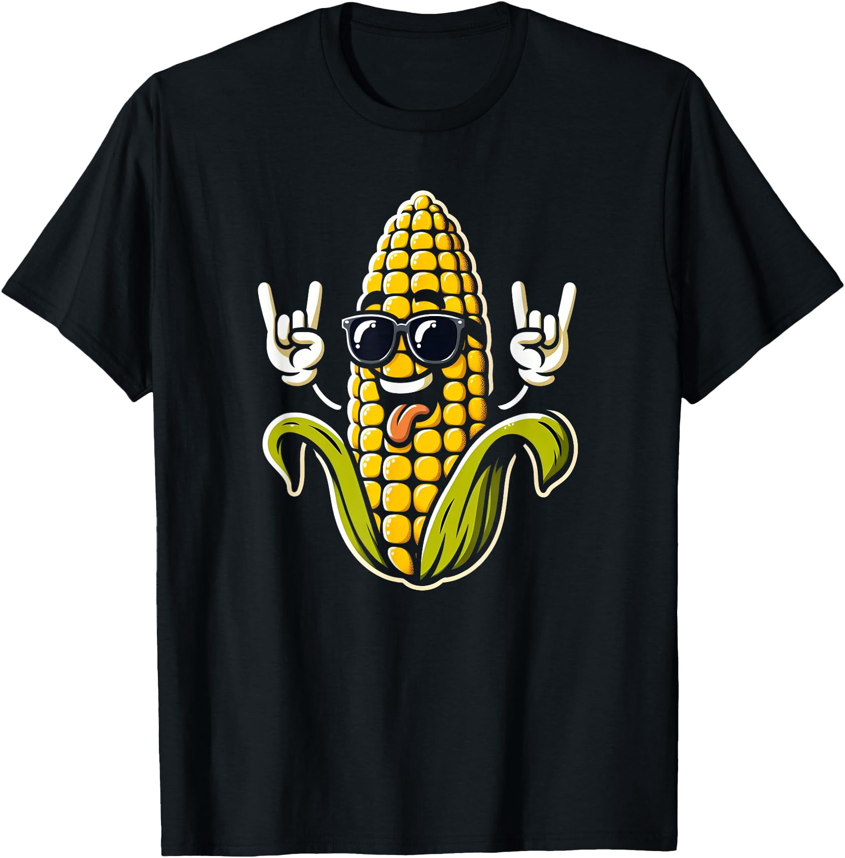 Cool Cartoon Corn Rock On T-Shirt for Corn Lovers and Fun Fashion ...