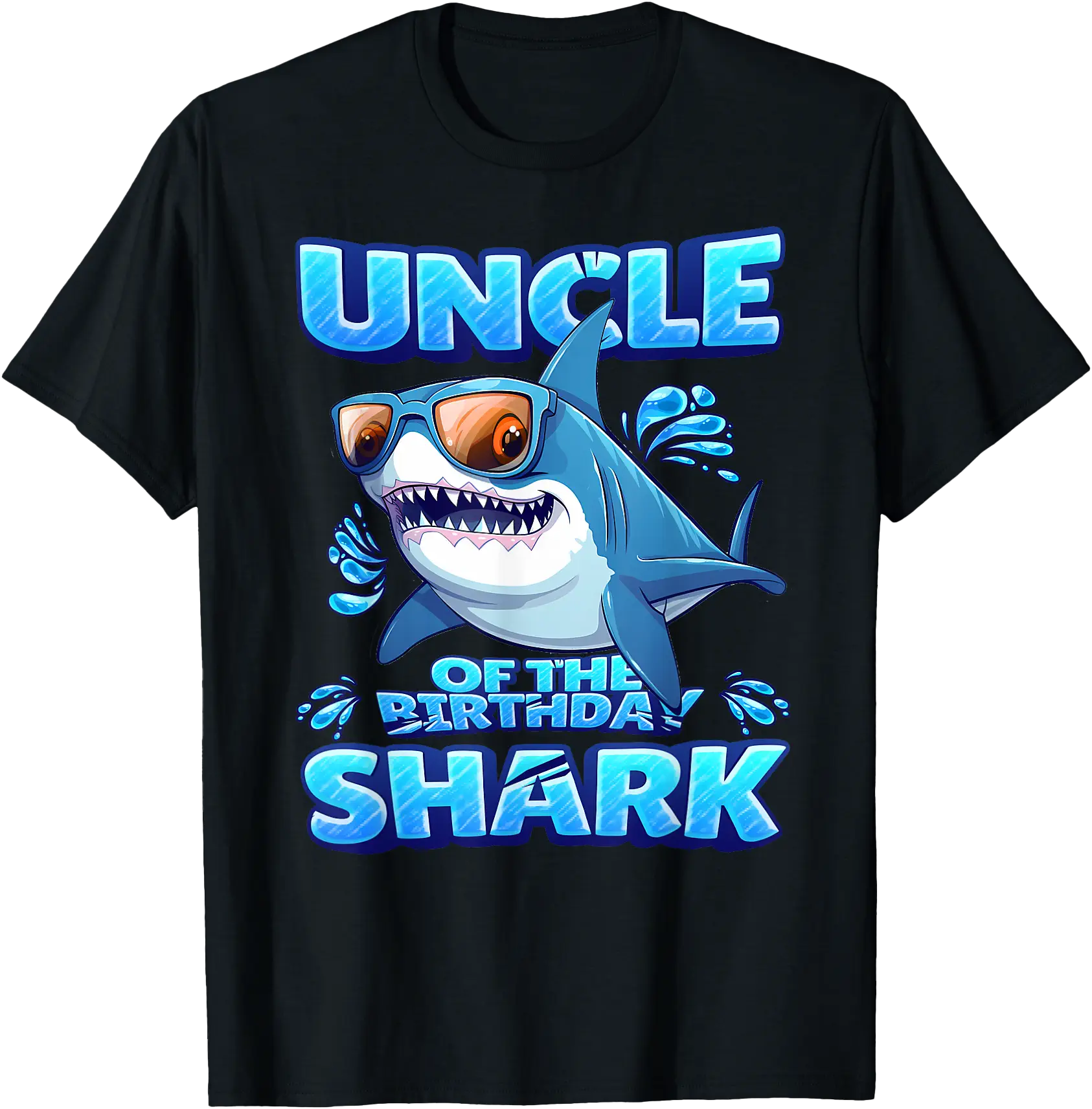 Cool Cartoon Shark Uncle T-Shirt for Family Matching Celebration Party ...