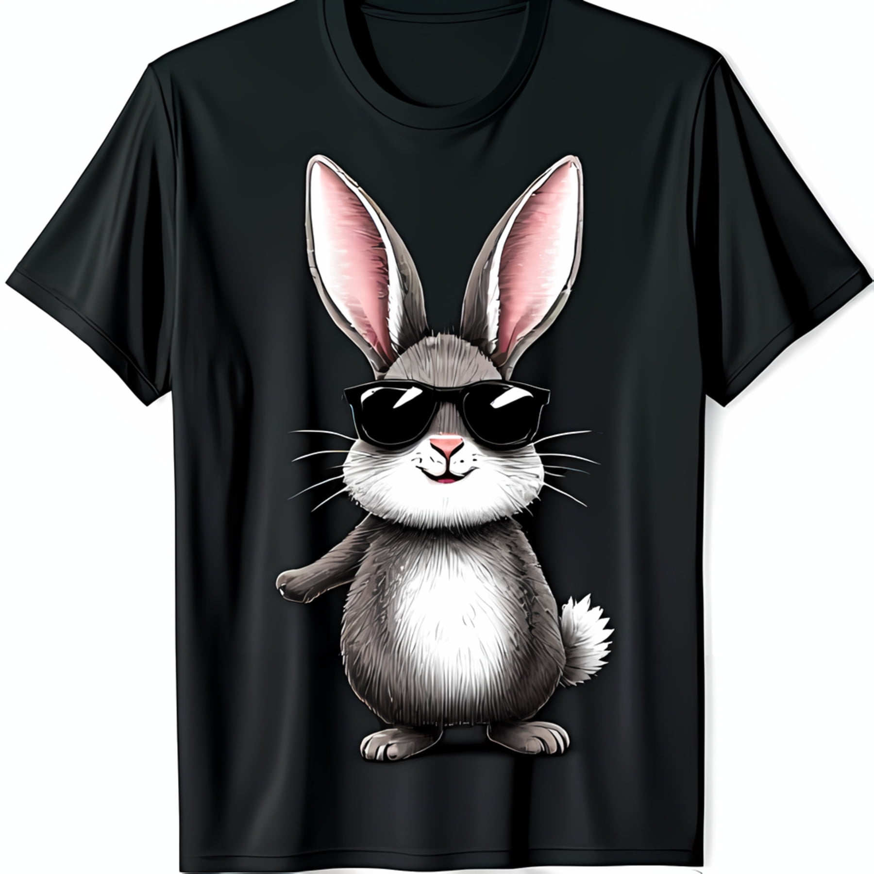 Cool Cartoon in Sunglasses Black T-Shirt Fun Floppy Eared Design ...