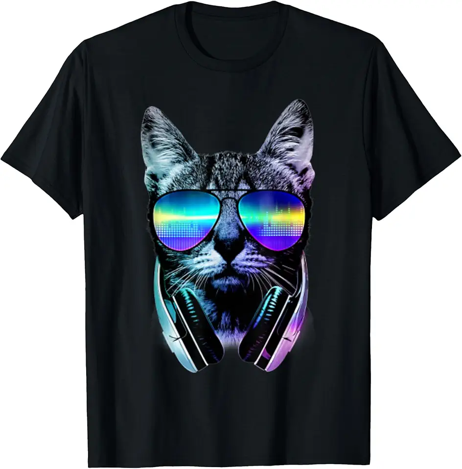 Cool Cat DJ Sunglasses Music Lover Graphic Unisex T-Shirt - Walmart.com