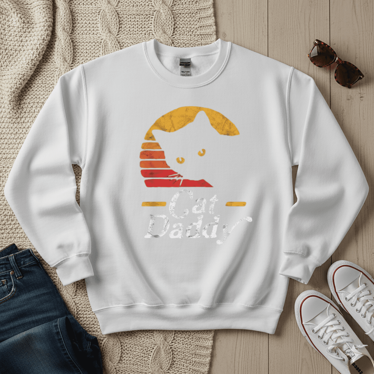 Cool Cat Daddy Graphic For Feline Loving Fathers Stylish Playful ...