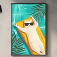 Cool Cat Pool Summer Vacation Cat Sunglasses Pool Float Retro Mid ...
