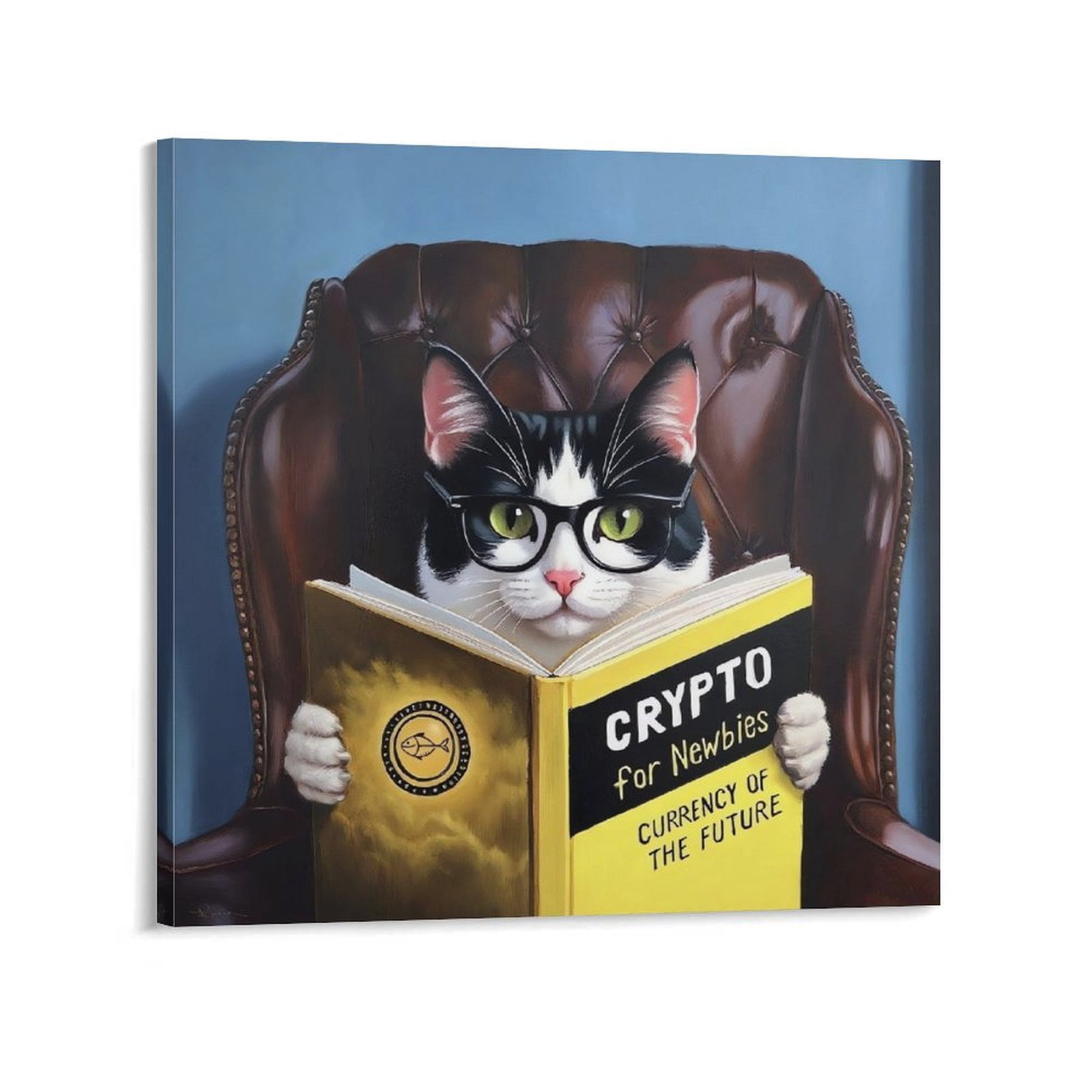 Cool Cat Reading Cute Animal Wall Art Posters Art Print Wall Photo ...