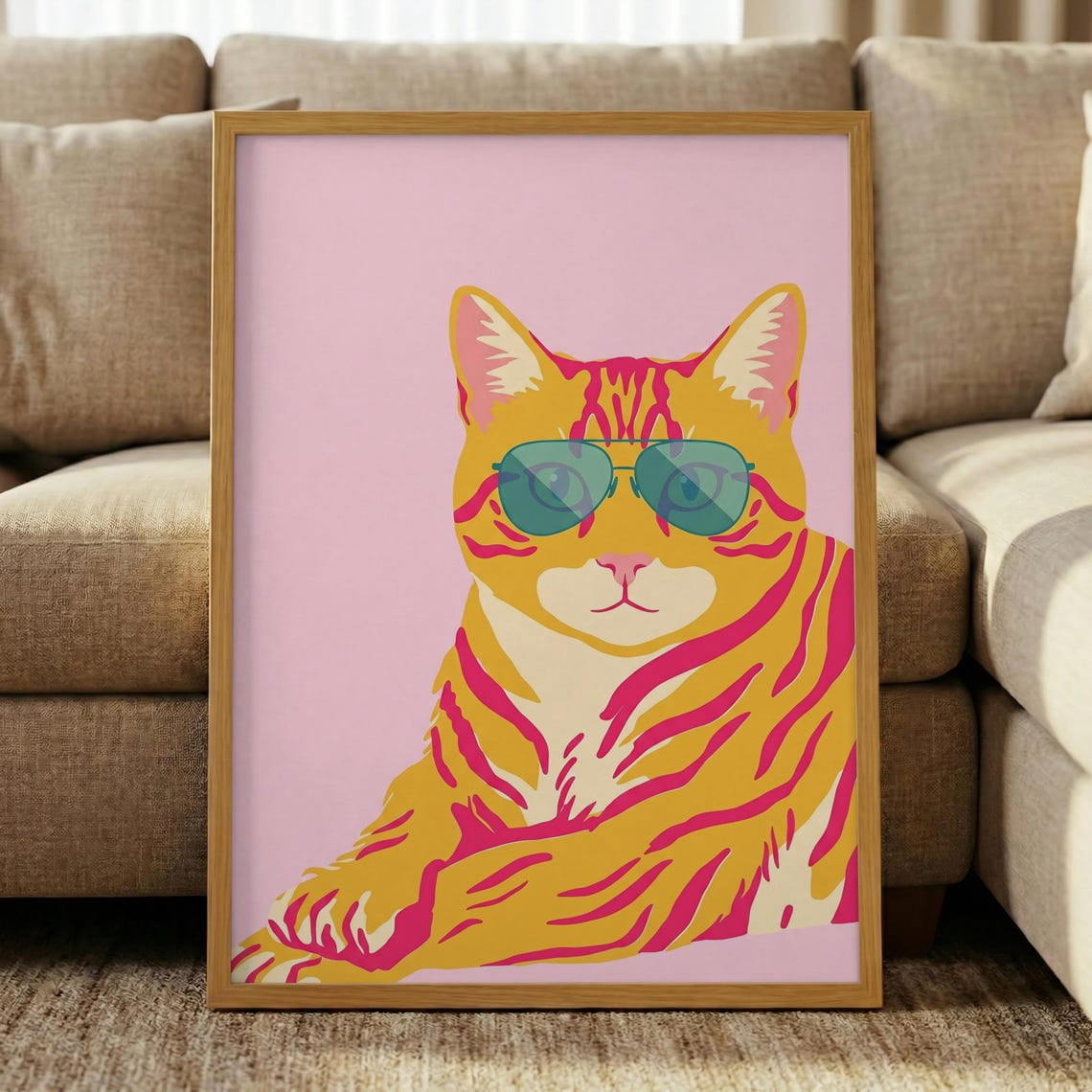 Cool Cat Sunglasses Pink Maximalist Preppy Trendy Animal Dopamine Funky ...