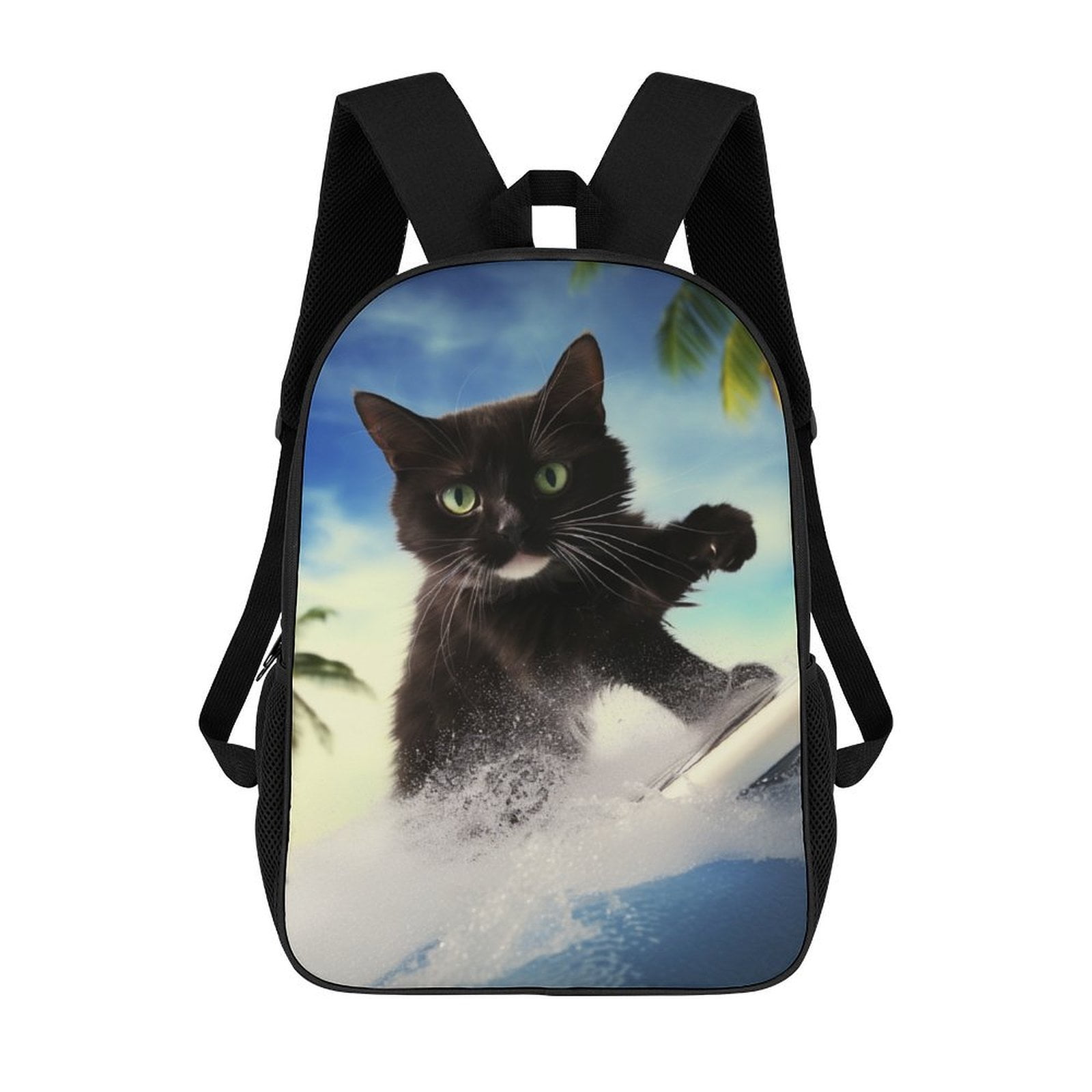 Cool Cat Surfing Tropical Wave Fun Teenage Backpack Middle Students ...