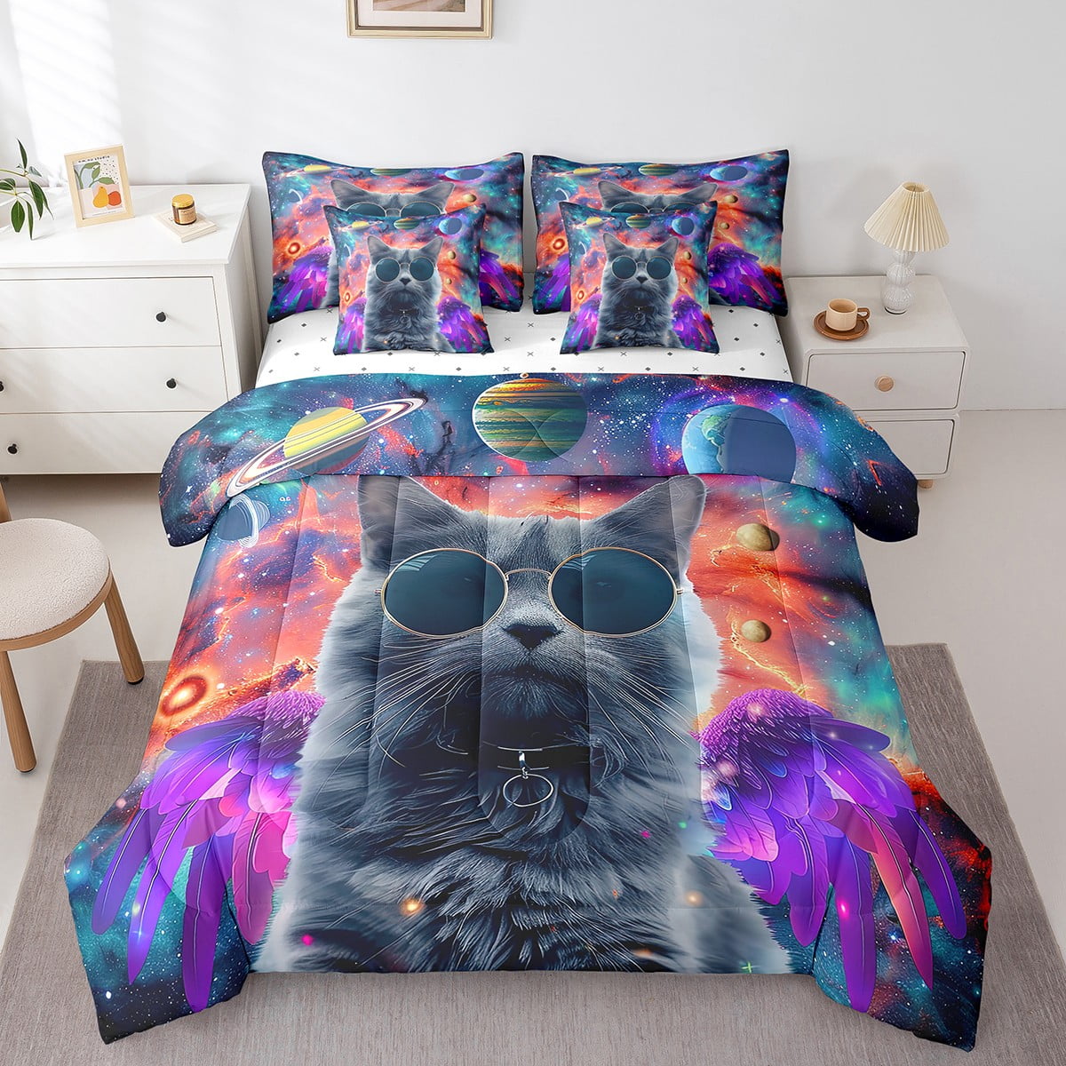 Cool Cat Twin Bed in a Bag Grey Kitten Pet Animal Comforter Set with ...