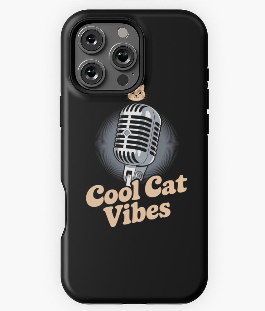 Cool Cat Vibes Musical Headphones Phone Case for iPhone 16 15 14 13 12 ...