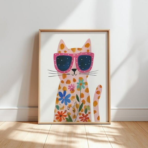 Cool Cat Wall Art Poster, Poster For Room, Cute Animal Illustration ...